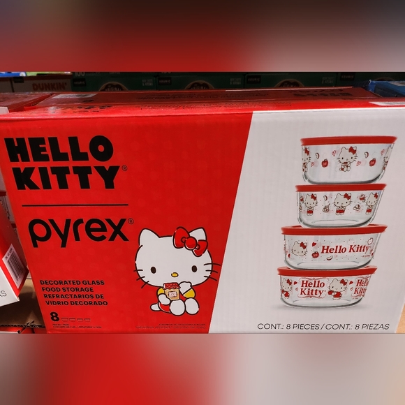 Hello Kitty | Kitchen | New Pyrex Hello Kitty 8 Piece Decorated Glass ...